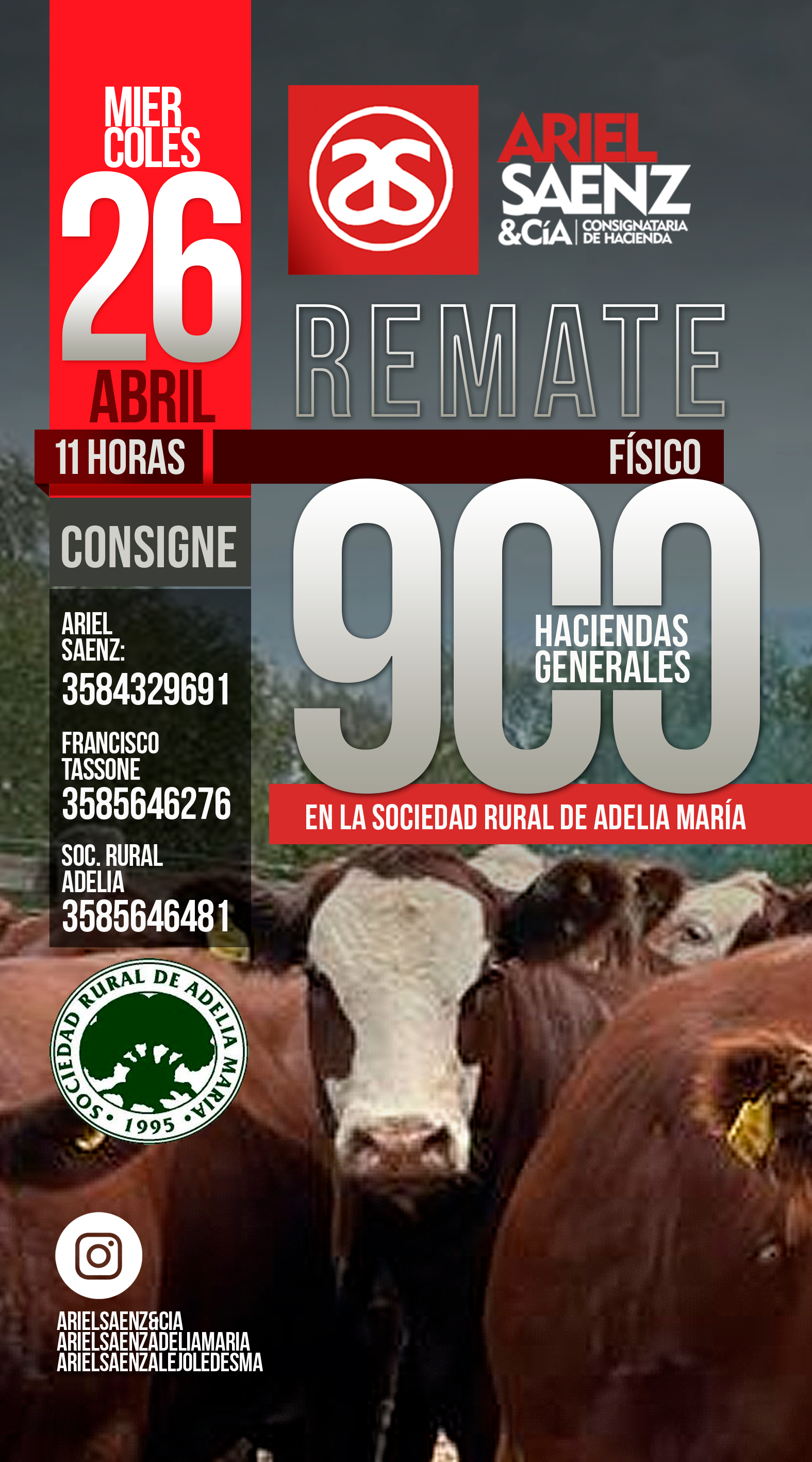 En vivo Remate 26 de Abril, Adelia Maria, Cordoba - ClicRural